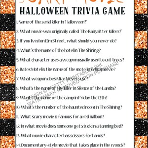 Printable Halloween Game: Scary Movie Trivia Activity for Adult Party ...