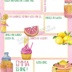 First Birthday Time Capsule Printable 1st Birthday Time Capsule Pink ...