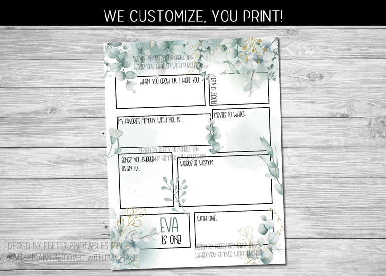 First Birthday Time Capsule Printable 1st Birthday Time - Etsy