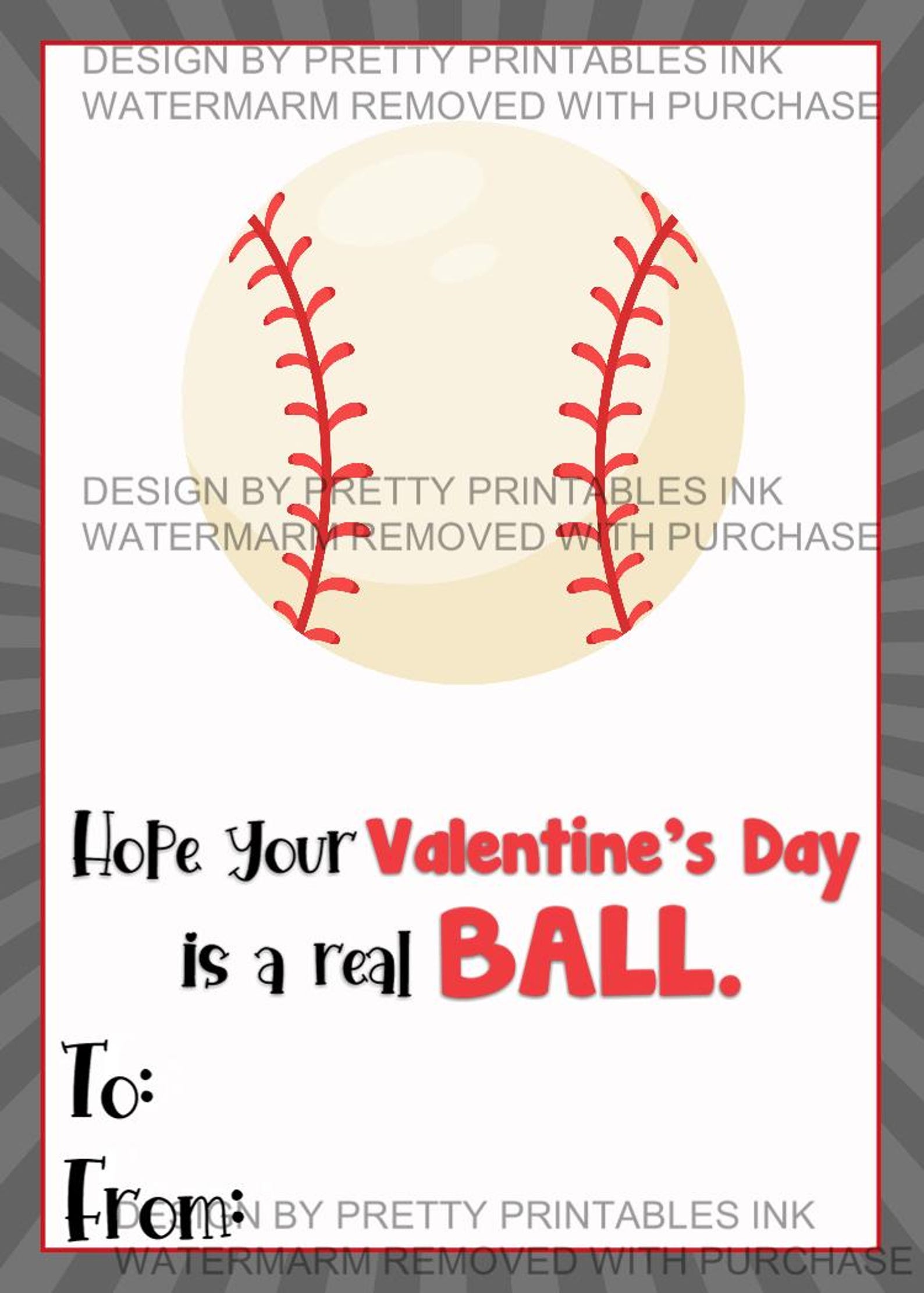 Baseball Valentines Cards Printable | Baseball Valentines for Kids ...
