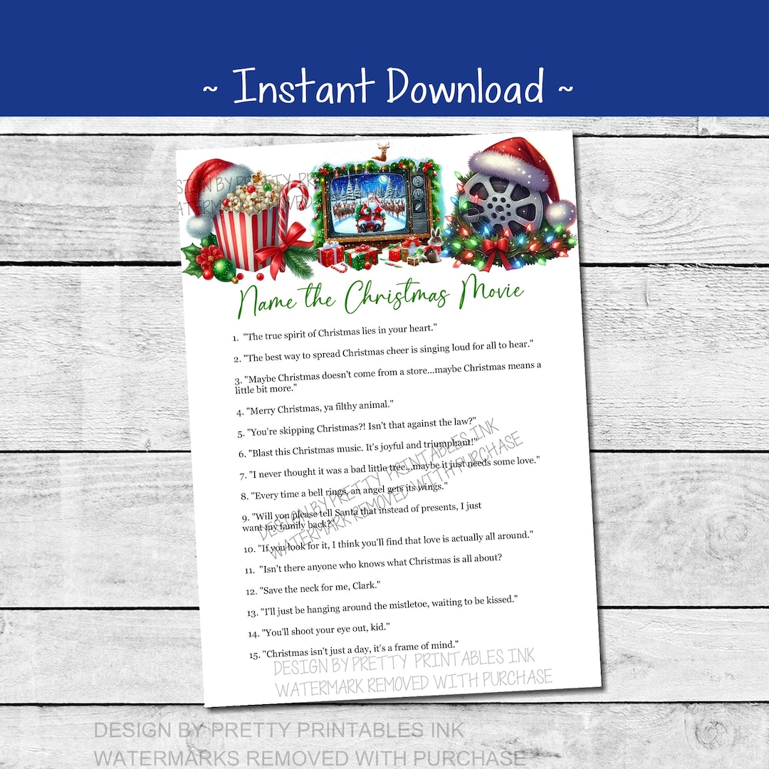 Christmas Movie Game Printable | Name the Christmas Movie Quote Game ...