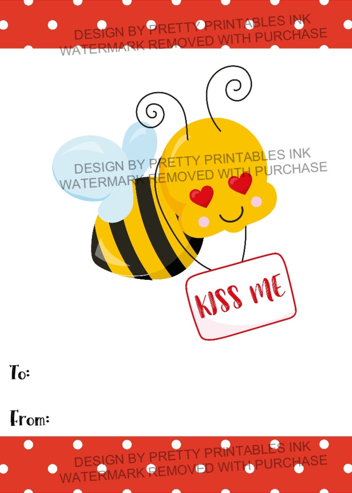 Kids Valentines Cards Printable Printable Bee Valentine - Etsy