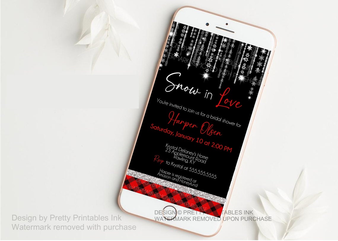 Snow in Love Winter Bridal Shower Invitation Winter Wedding - Etsy