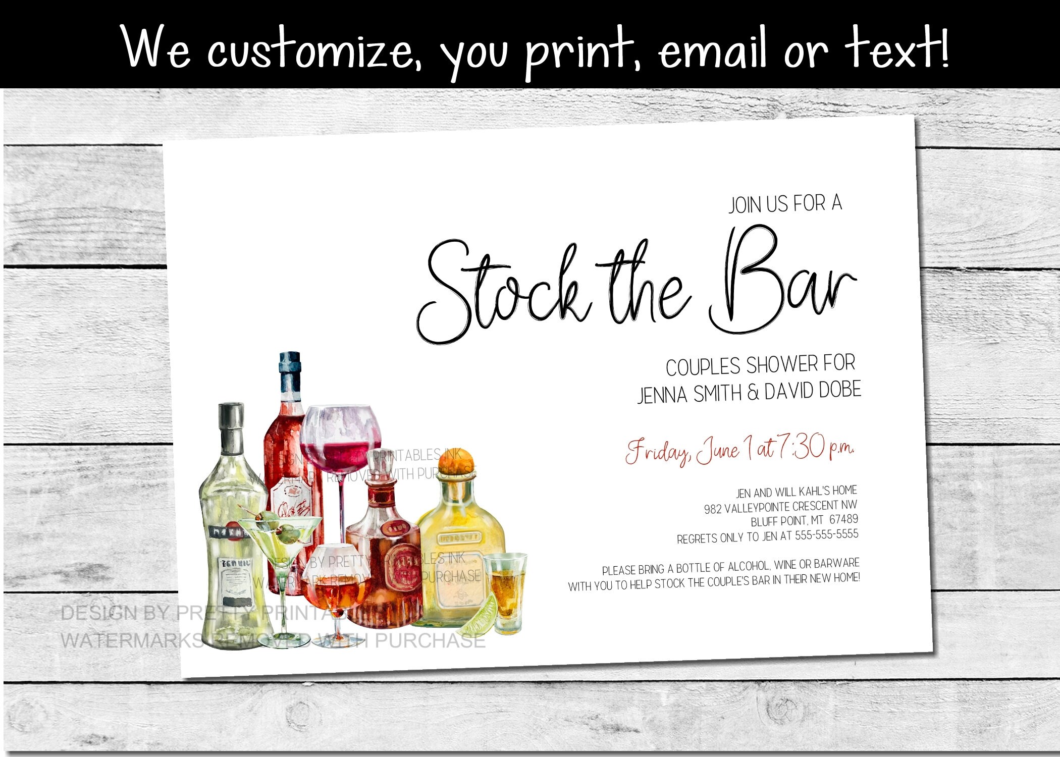 Blank Invitations Stock The Bar