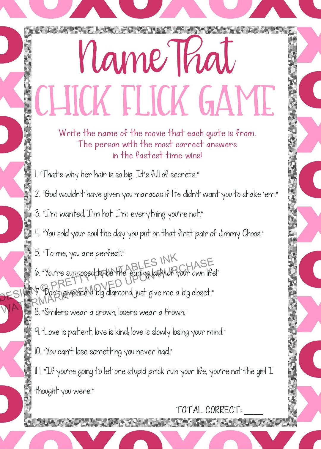 Name That Chick Flick Game: Girls Night in (digital Download) - Etsy