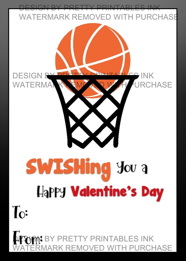Basketball Valentines Cards Printable | Basketball Valentines for Kids ...
