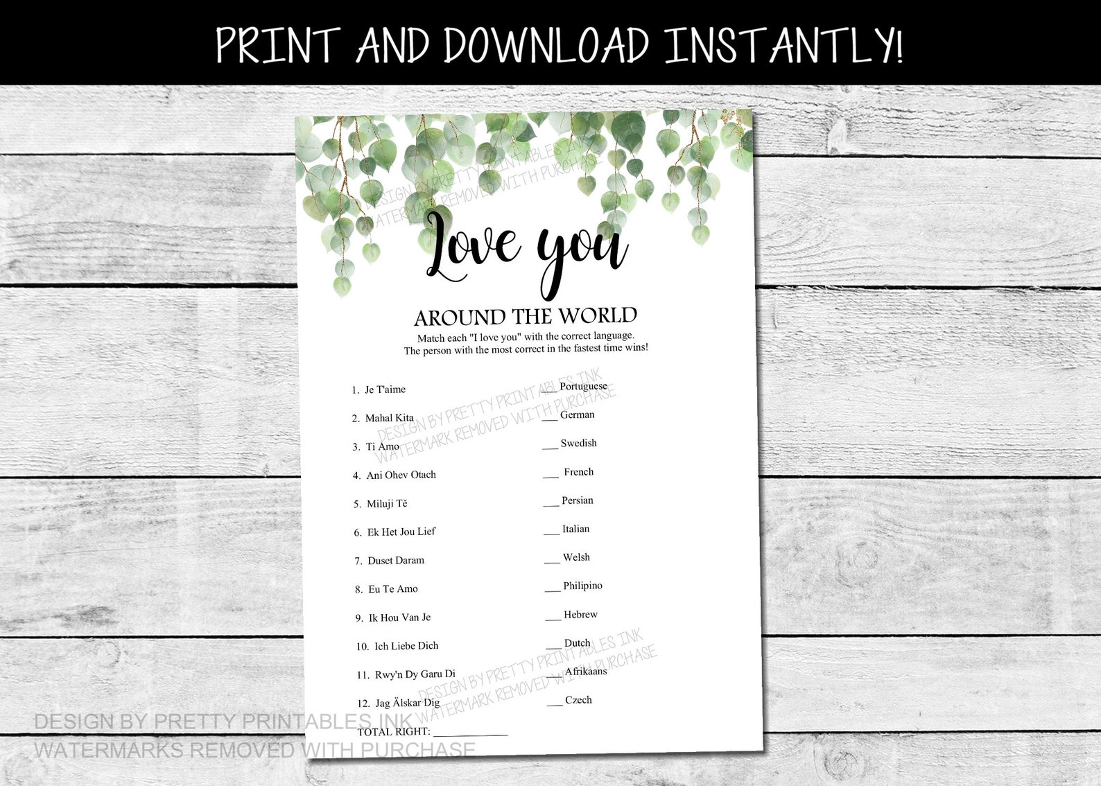 Printable Travel Themed Bridal Shower Game Love Around The Etsy
