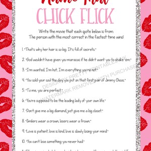 Girls Night Games Instant Download, Chick Flick Game, Famous Bffs Game ...