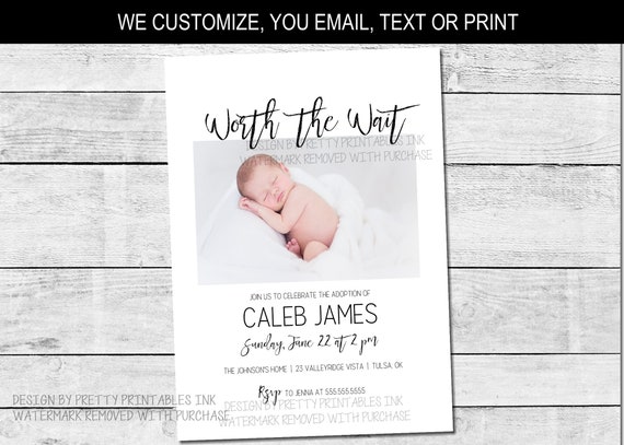 Printable Adoption Party Invitation, Adoption Shower Invitation ...