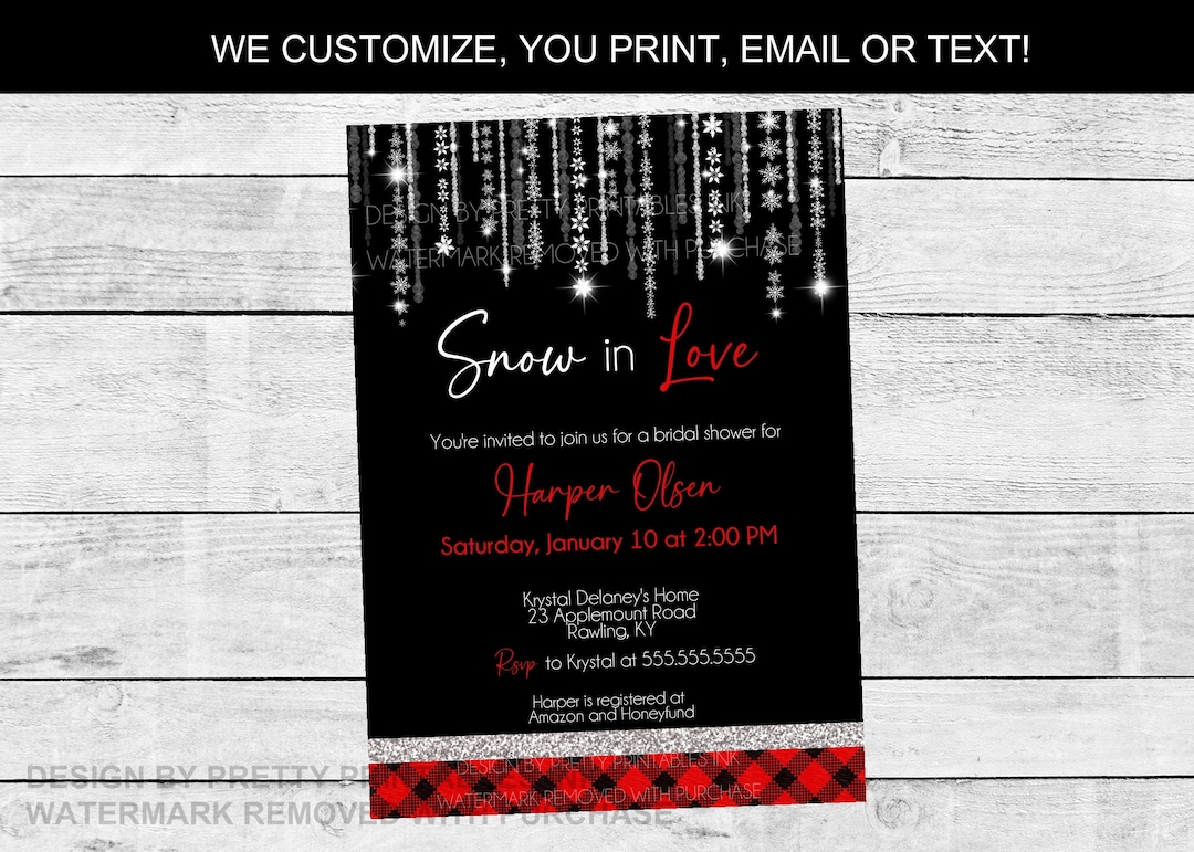 Snow in Love Winter Bridal Shower Invitation Winter Wedding - Etsy