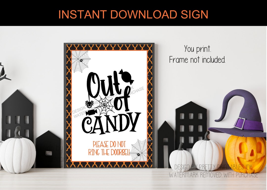 Out of Candy Sign Printable Halloween Candy Bowl Sign - Etsy