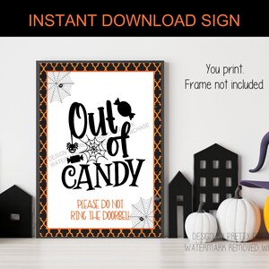 Out of Candy Sign Printable Halloween Candy Bowl Sign - Etsy
