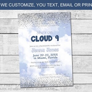 On Cloud 9 Bachelorette Invitation, Bachelorette Party Invitation, Bachelorette Weekend ...