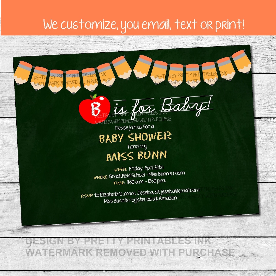 Teacher Baby Shower Invitation Printable, B is for Baby Invitation ...