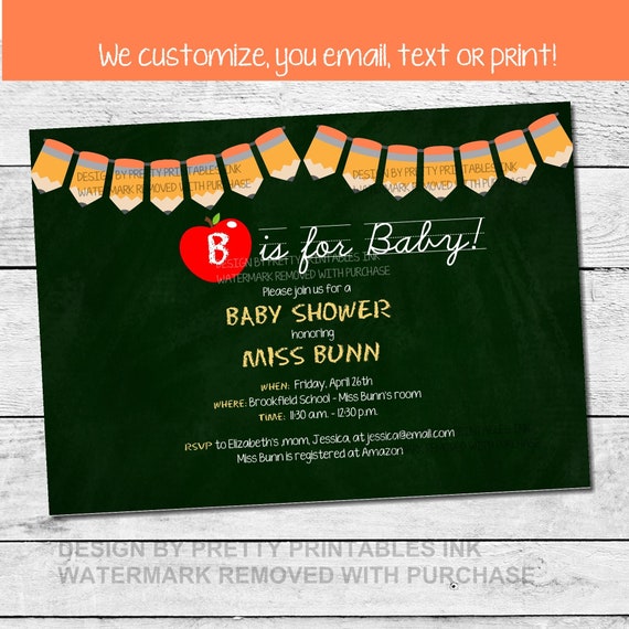 Baby Shower Invites For Class Printable Teacher Baby Shower Bundle,