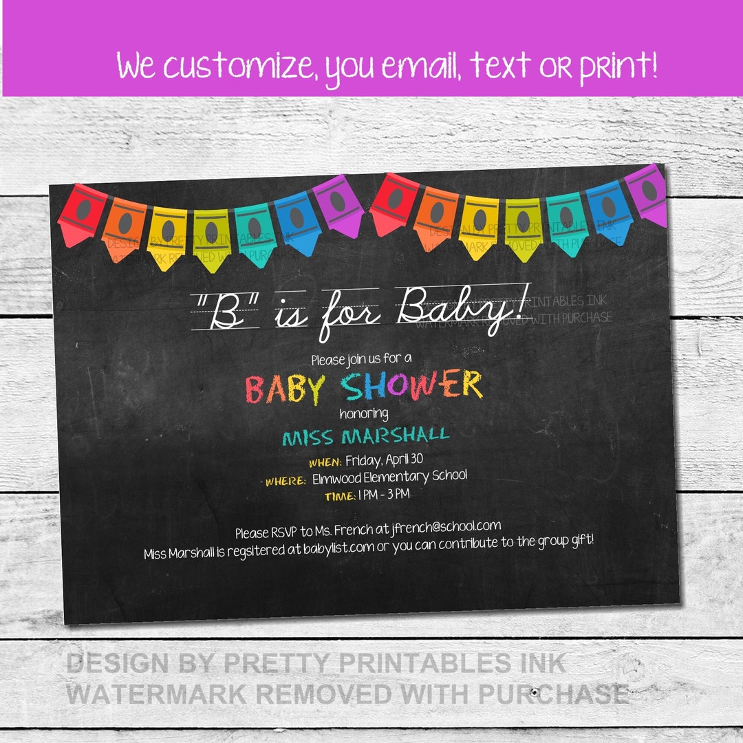 Teacher Baby Shower Invitation Printable, Classroom Baby Shower ...