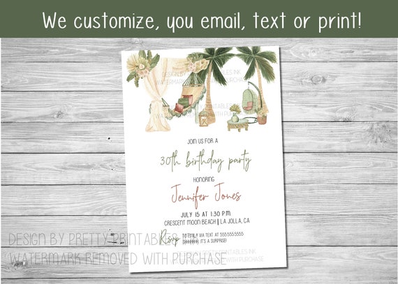 Boho Birthday Party Invitation Printable | Boho Beach Birthday ...