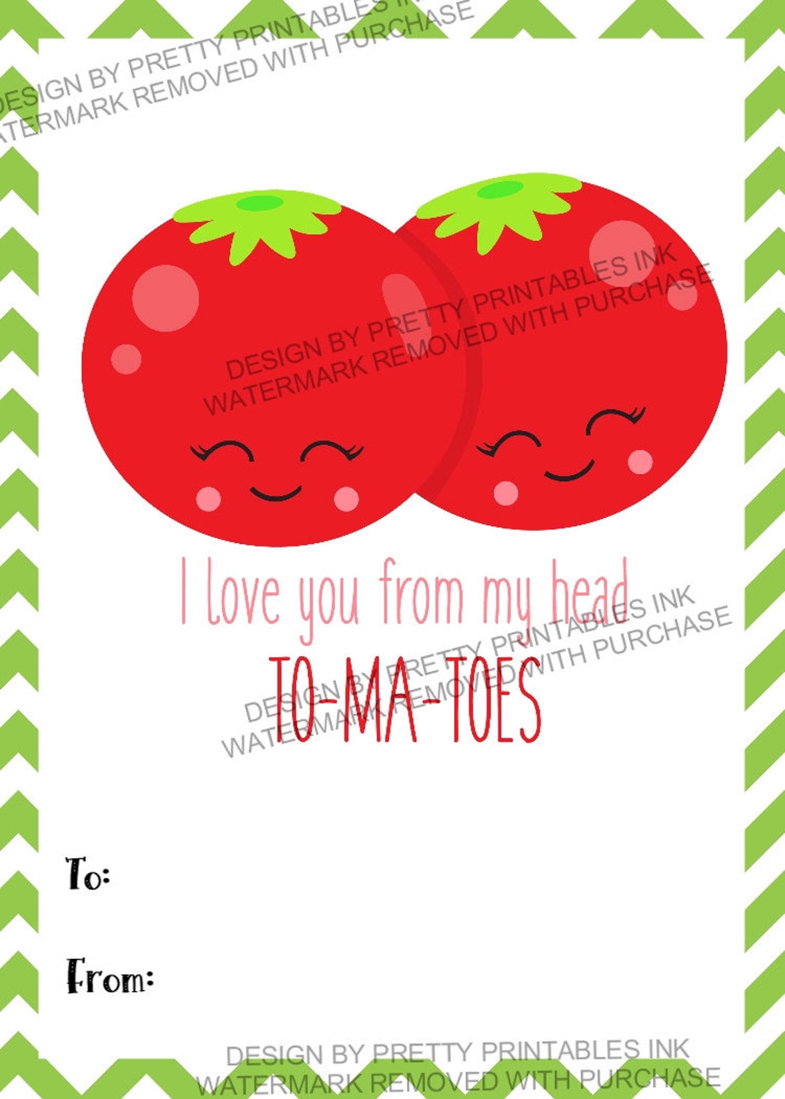 Printable Food Valentine Cards | Kids Valentines Cards| Classroom ...