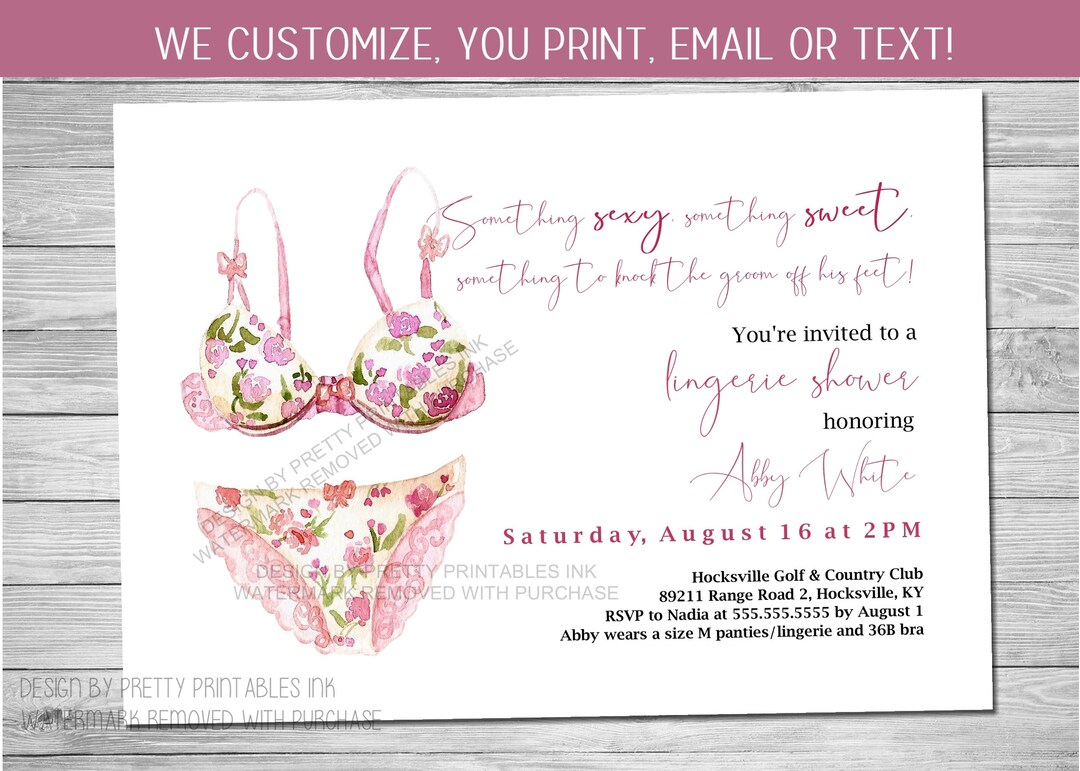 Pink Lingerie Shower Invitation Lingerie Party Invite Etsy