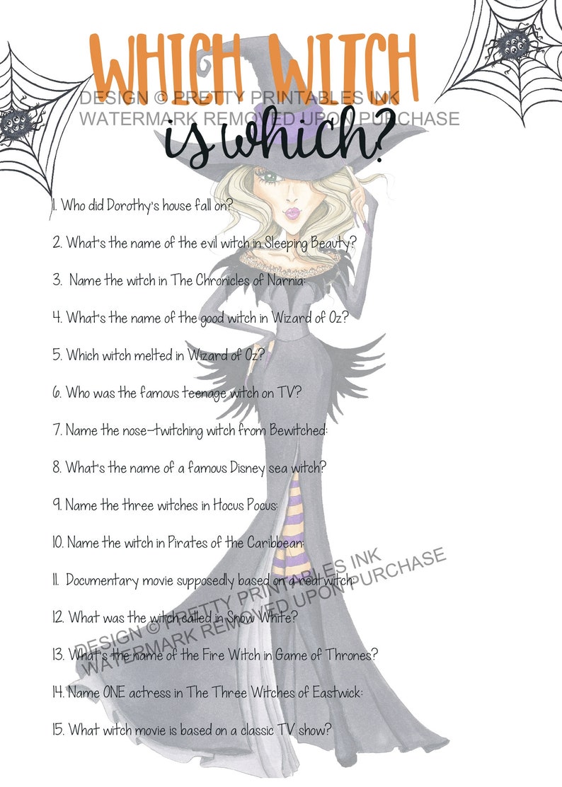 Adult Halloween Party Game: Fun Which Witch is Which Activity (digital ...