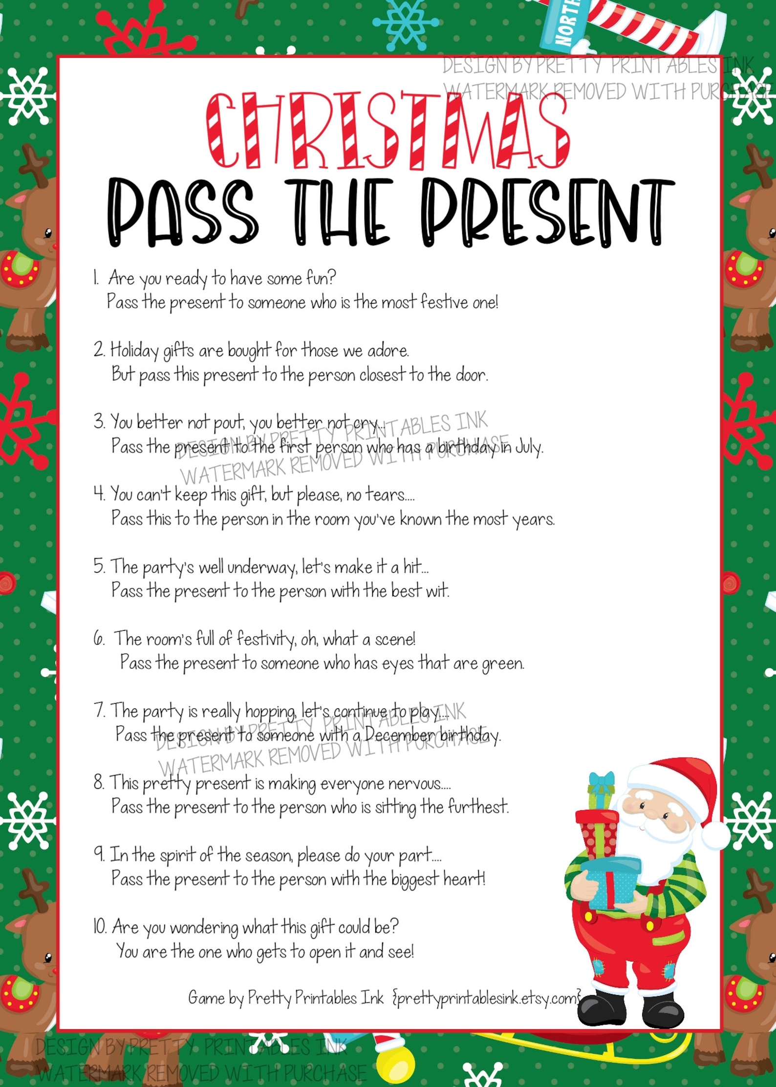 Christmas Pass the Present Game, Pass the Christmas Gift Game, Gift ...