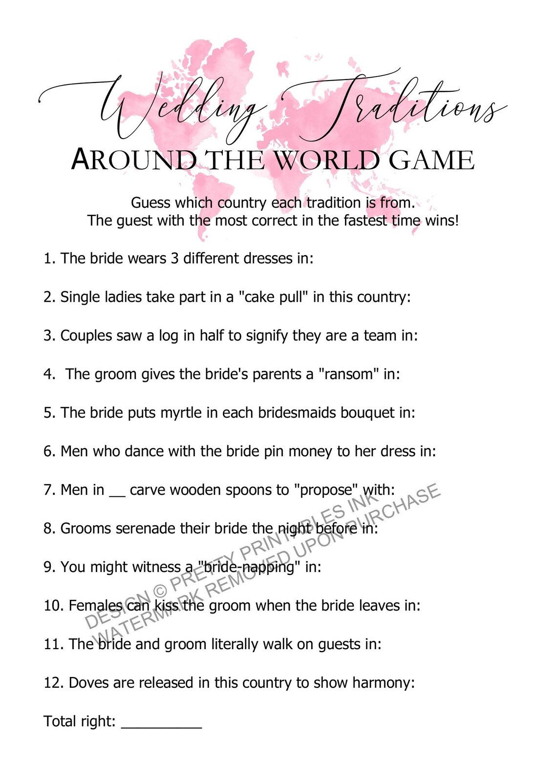 Printable Travel Themed Bridal Shower Game Wedding Etsy
