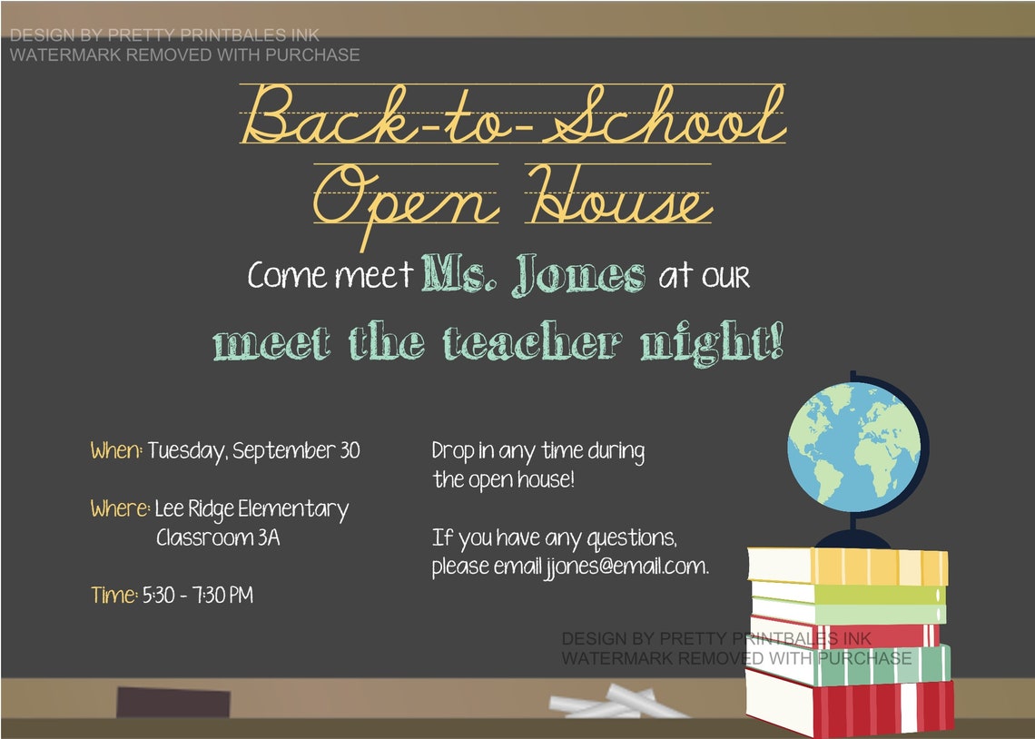Back to School Open House Invitation Meet the Teacher - Etsy