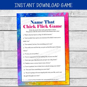 Chick Flick Game, Girls Night in Game, Movie Game, Girls Night Game ...