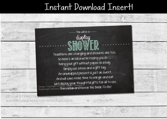 PRINTABLE display shower insert for bridal shower - INSTANT DOWNLOAD ...