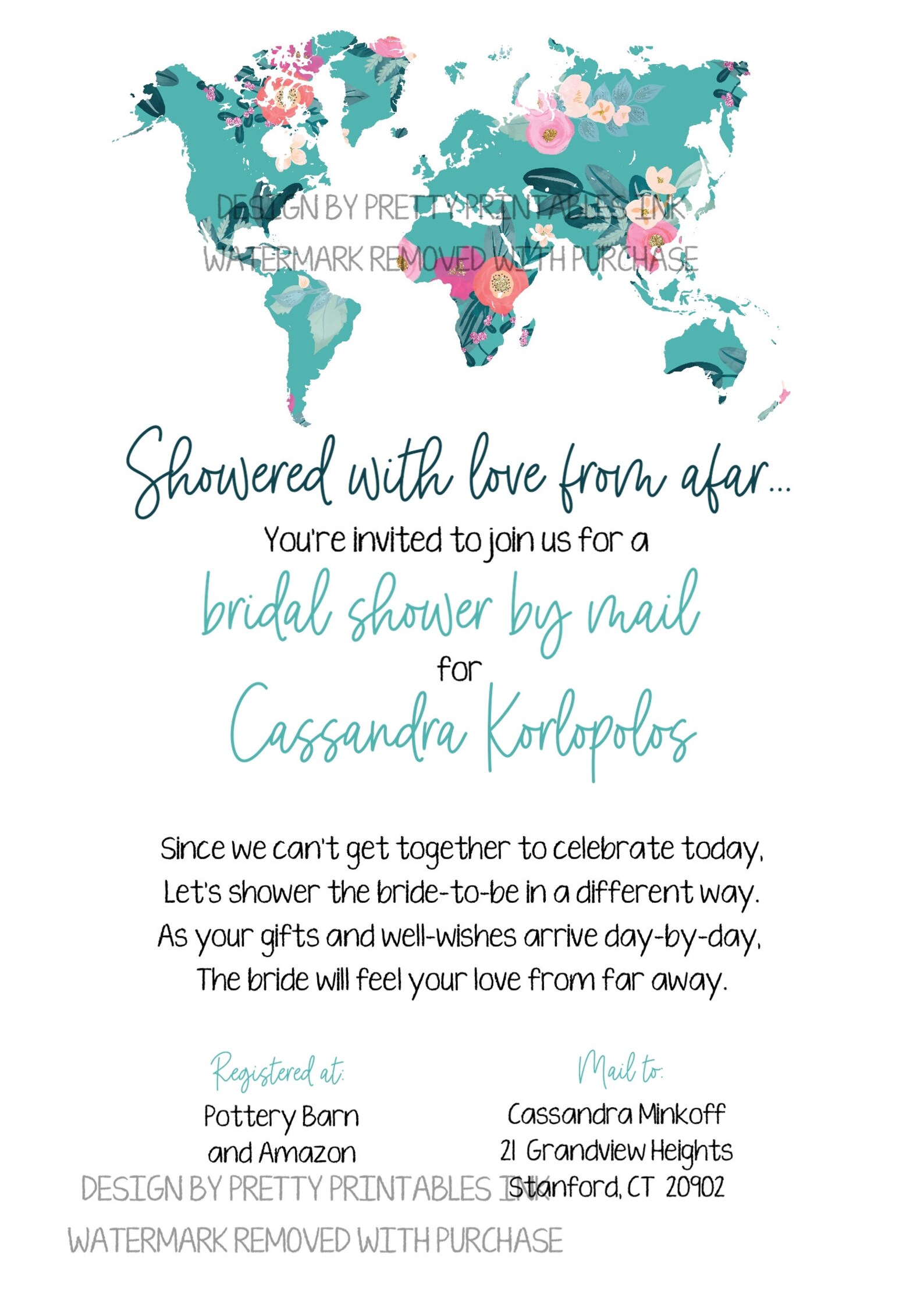 Bridal Shower by Mail Invitation Long Distance Shower by Mail - Etsy Canada