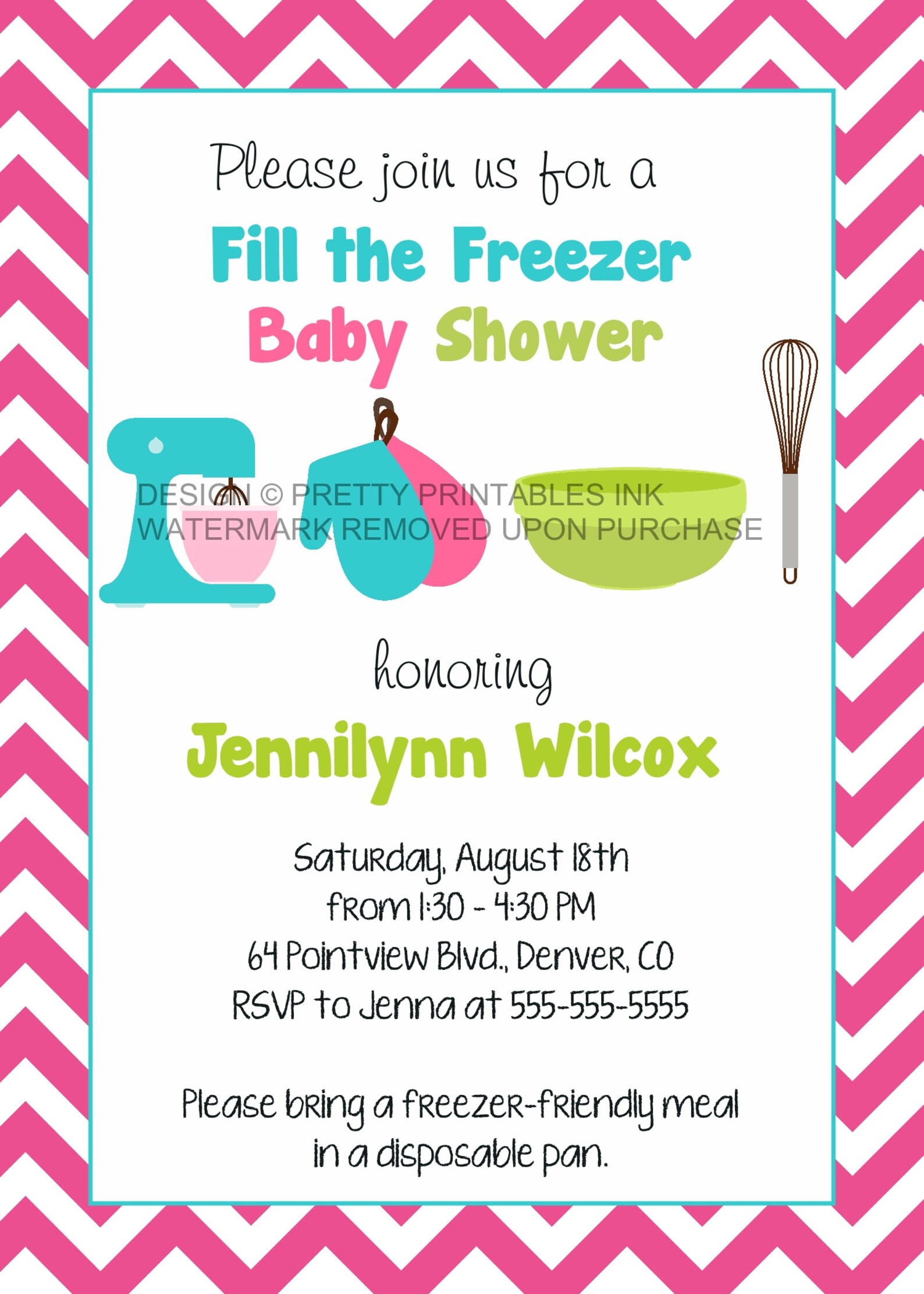 Fill the Freezer Baby Shower Invitation Printable - Second Baby Shower ...