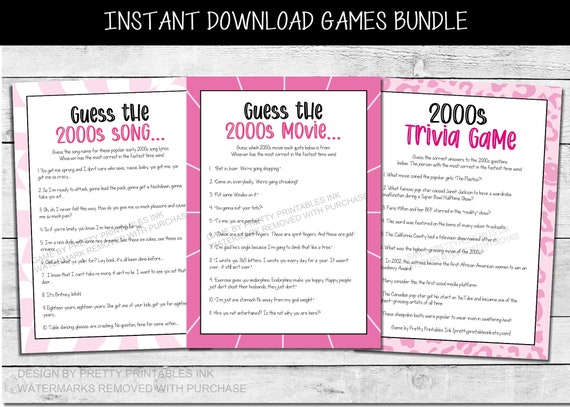 2000s Party Games Printable, Y2K Party Games, 00's Party Game Bundle ...