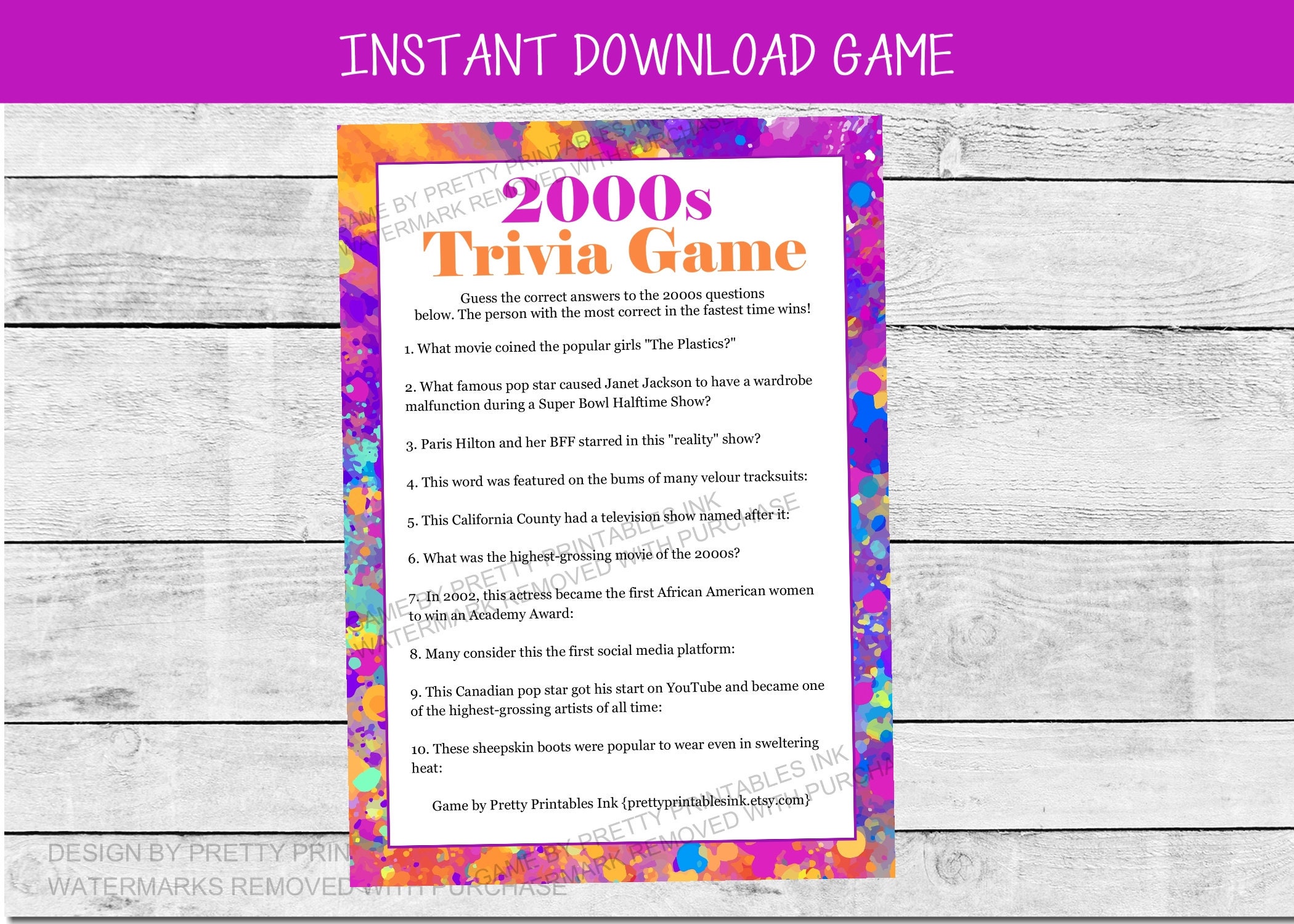 Y2K Trivia Game: 2000s Party, Girls Night in (PDF Printable) - Etsy Israel
