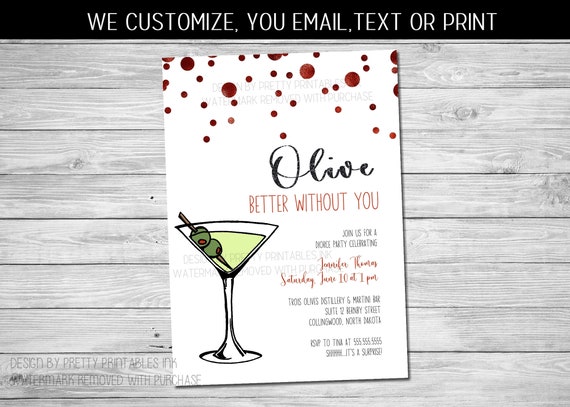 Divorce party invitation, breakup party invitation, martini divorce ...
