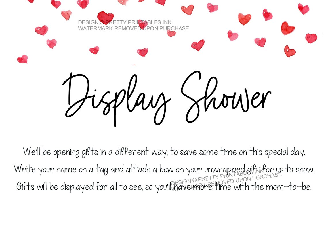 Display Shower Insert Printable Display Shower Card Baby - Etsy Canada