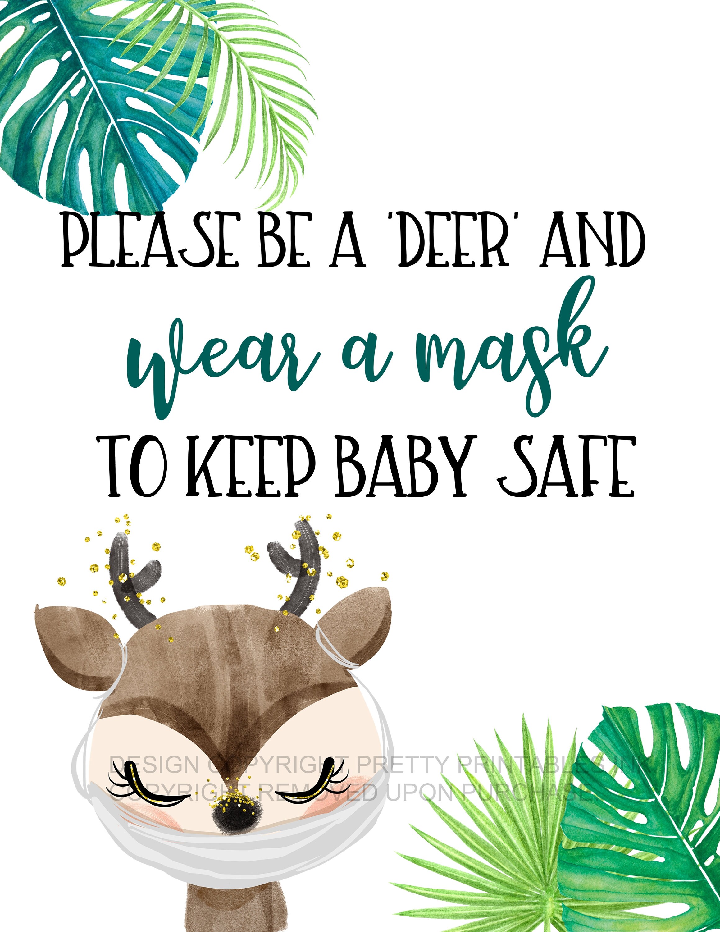 Baby Mask Sign Printable Wear a Mask Baby Shower Sign - Etsy Canada