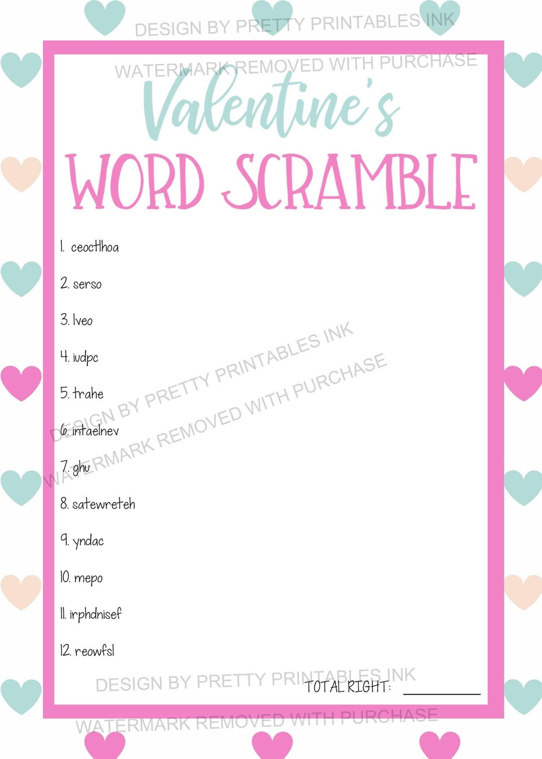 Printable Valentine's Day Game, Valentines Game, Valentines Word ...