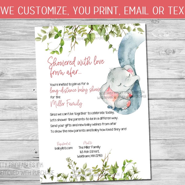 Long Distance Baby Shower Invitations Girl - Etsy
