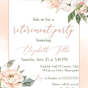 Printable Floral Retirement Party Invitation Customized for You ...