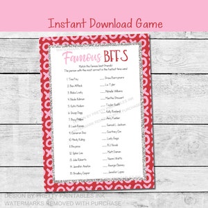 Printable BFF Matching Game, Famous Besties Game, Birthday Party Game ...