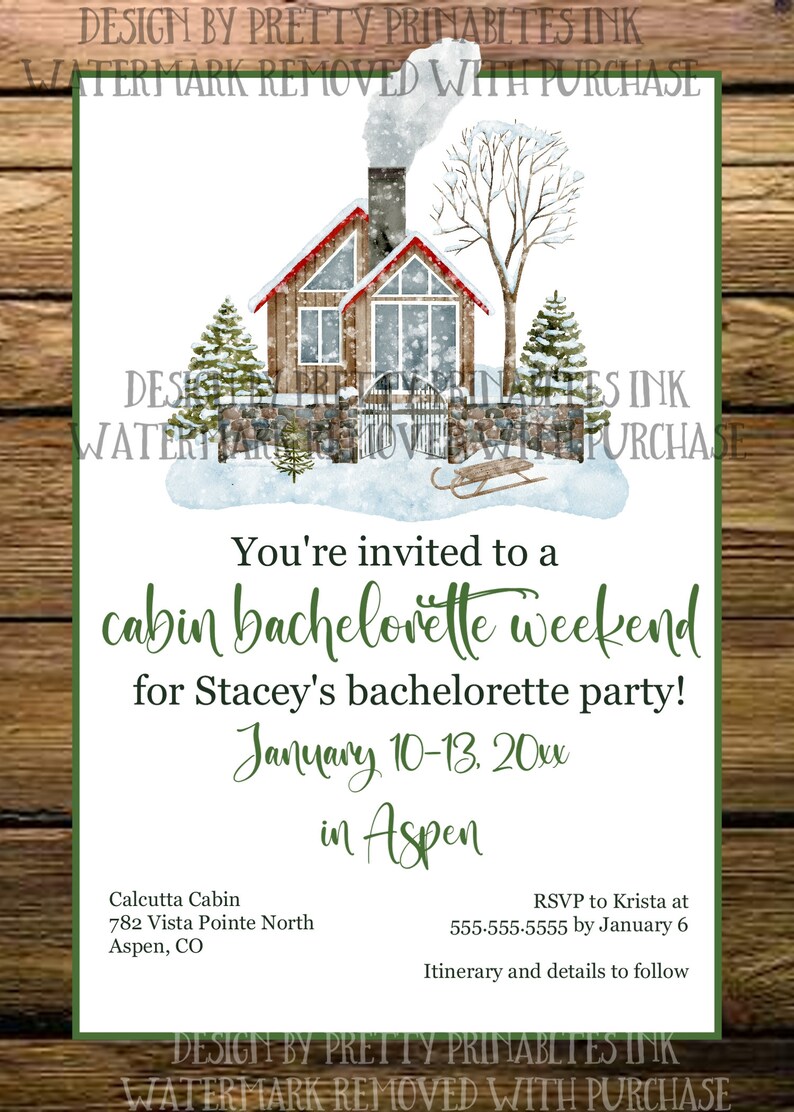 Winter Bachelorette Invitation Cabin Bachelorette Weekend - Etsy