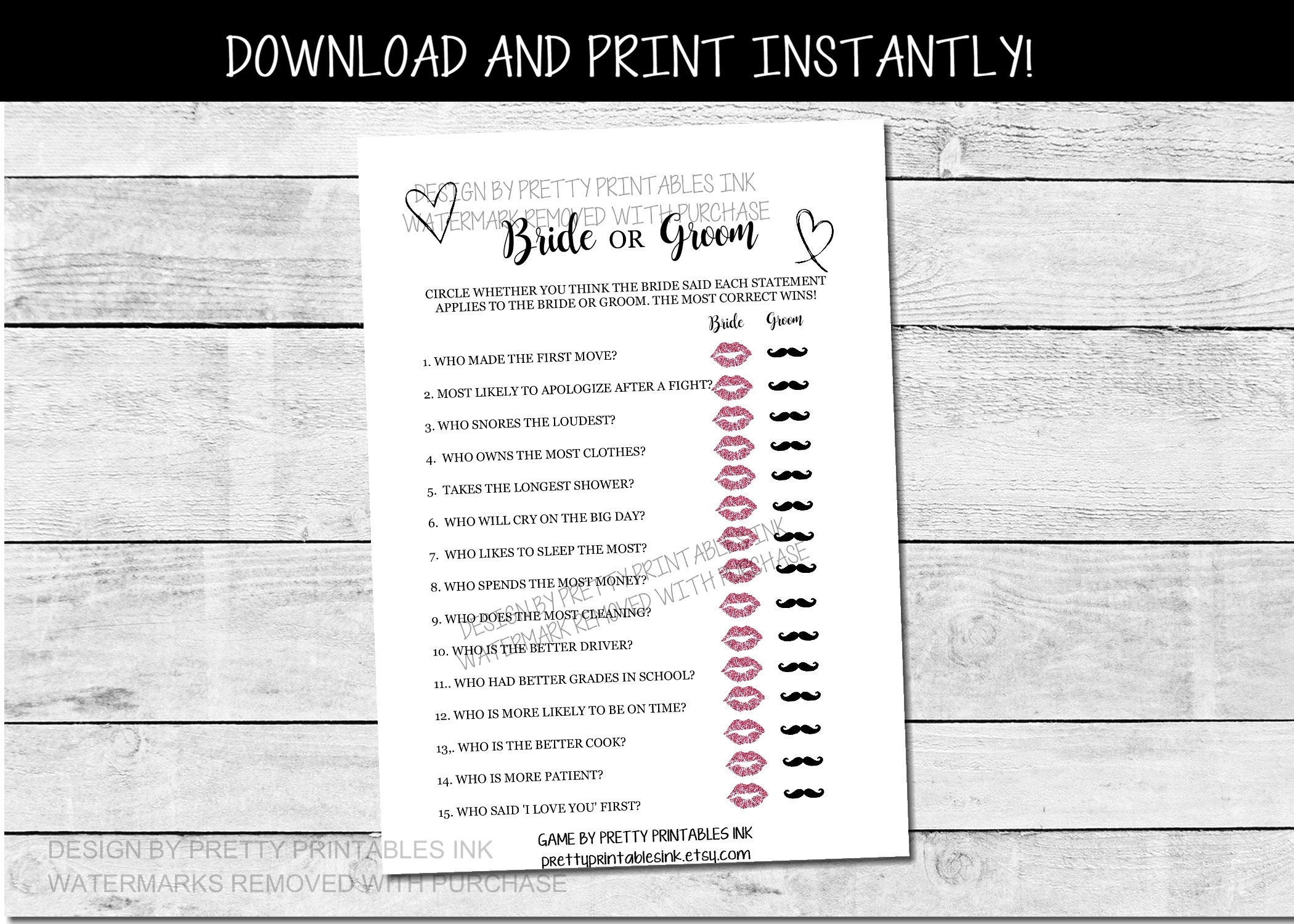 Who Knows The Couple Best Game Bride Or Groom Game Etsy Canada
