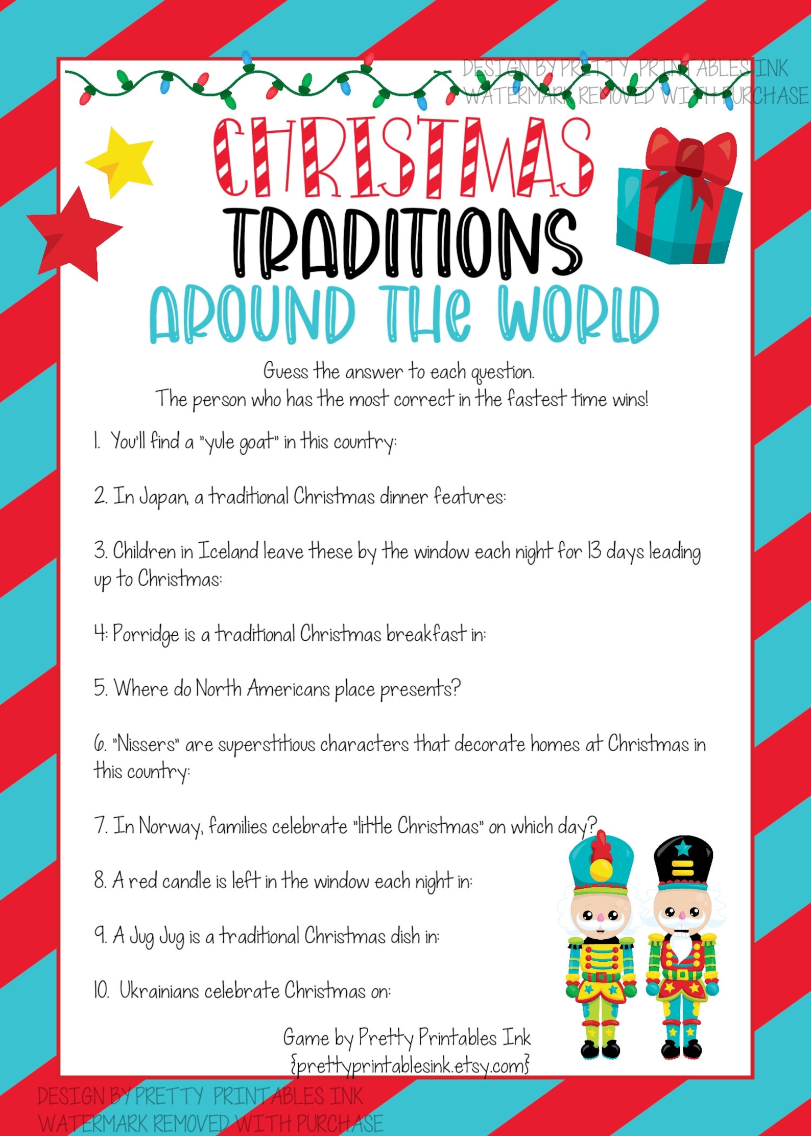 Christmas Game Printable Christmas Traditions Around the - Etsy Canada