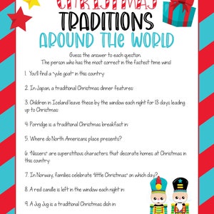 Christmas Game Printable, Christmas Traditions Around the World Game ...