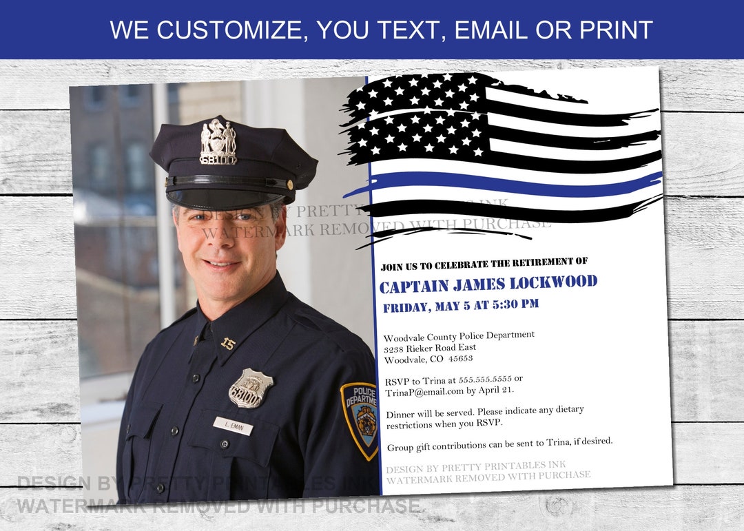 Police Retirement Party Invitation | Personalized Retirement Invitation ...