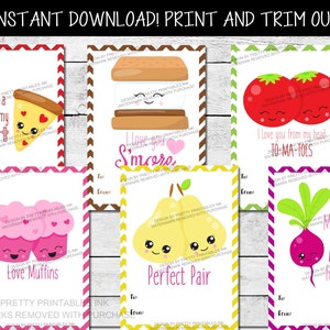 Printable Food Valentine Cards | Kids Valentines Cards| Classroom ...