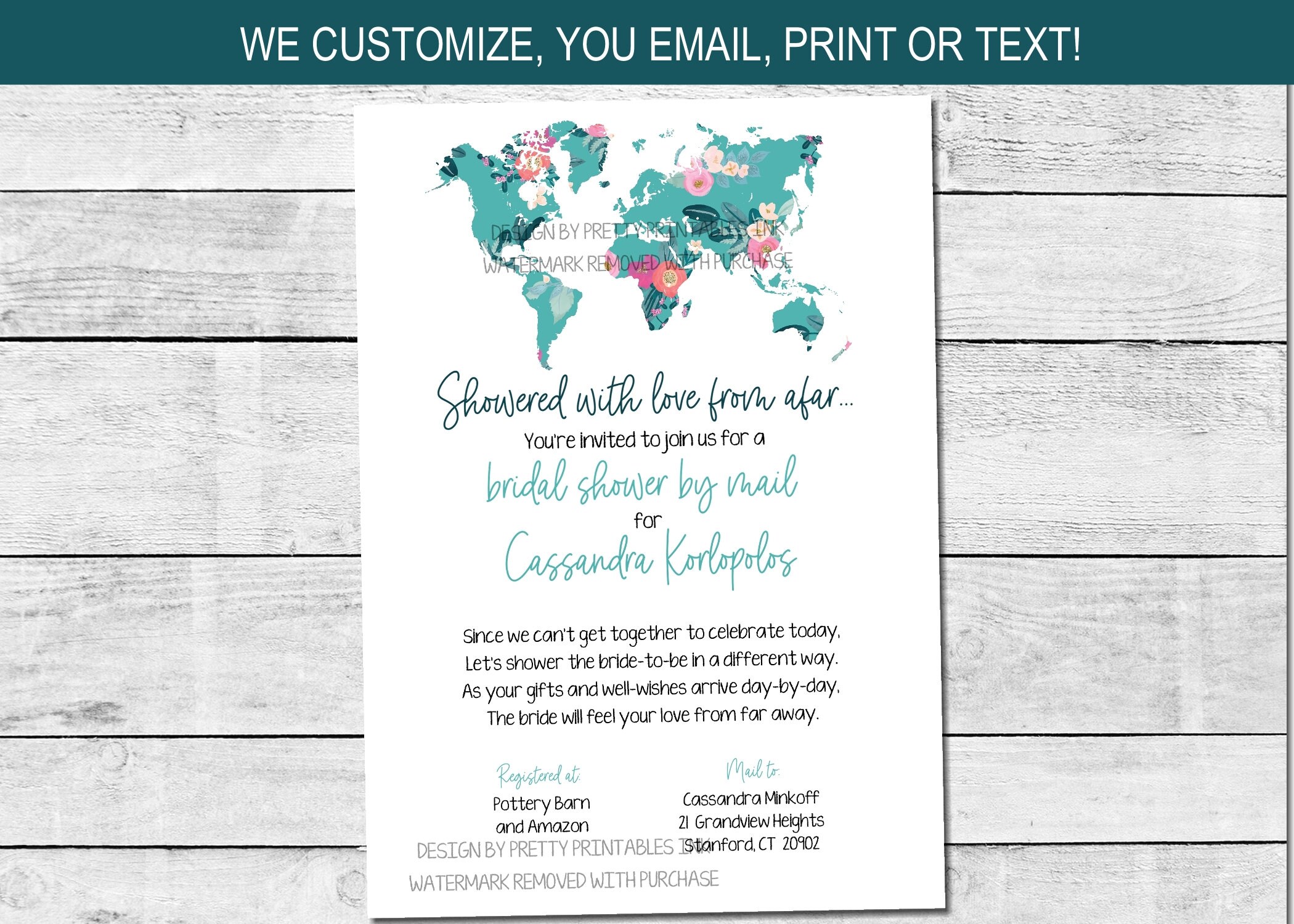Bridal Shower by Mail Invitation Long Distance Shower by Mail - Etsy Canada
