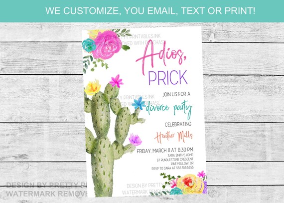 Divorce party invitation, adios prick divorce invitation, breakup party ...