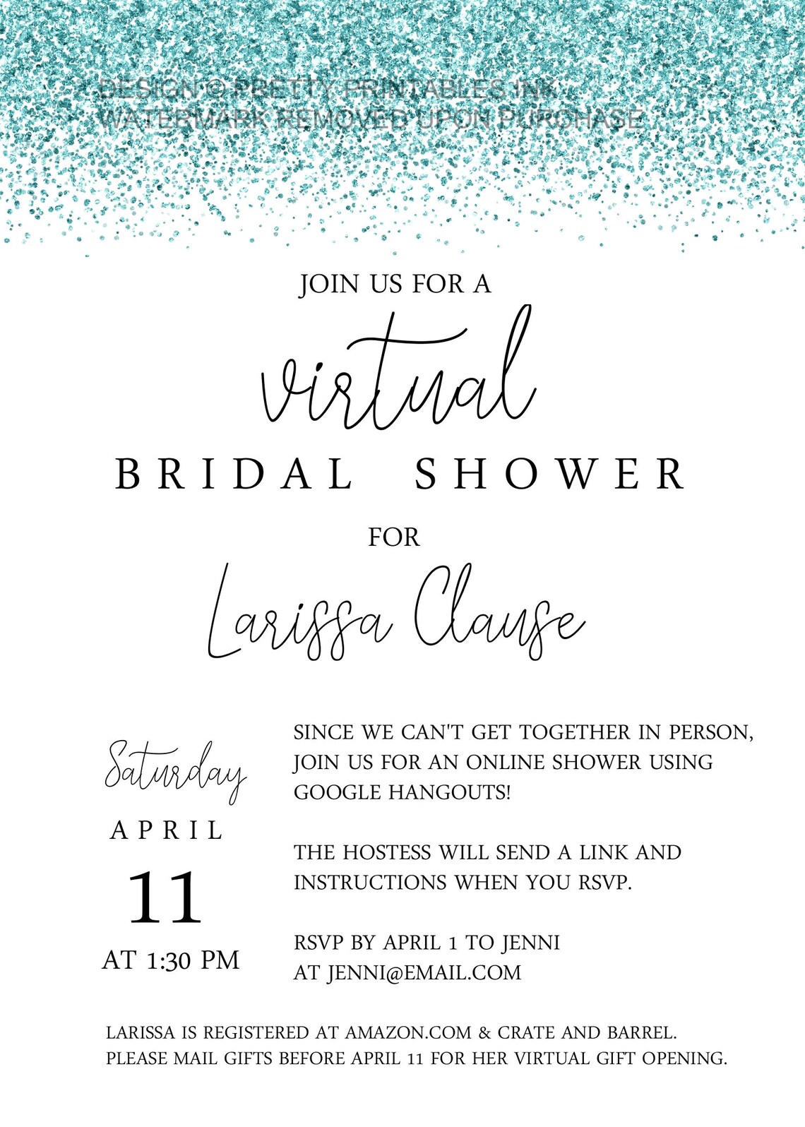 Virtual Shower Invitation Bridal Shower Invite Virtual - Etsy