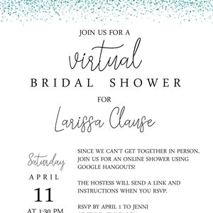 Virtual Shower Invitation Bridal Shower Invite Virtual - Etsy